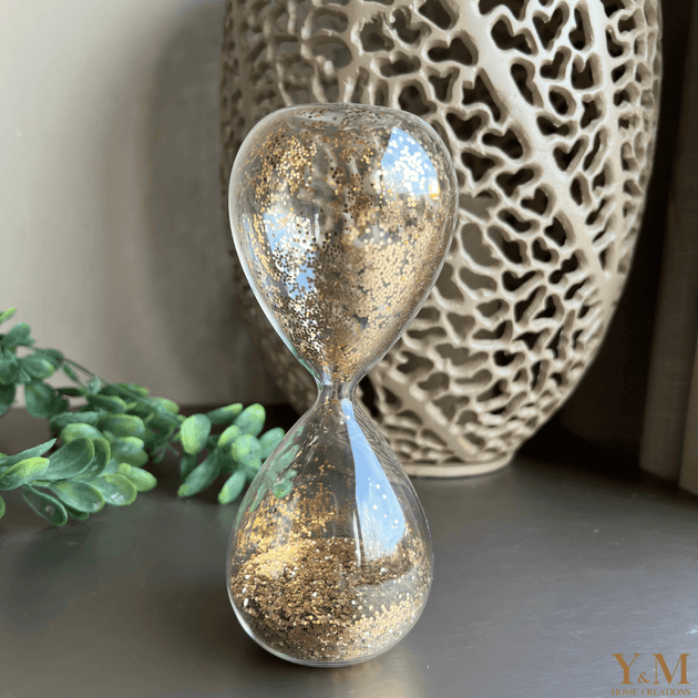 Zandloper Glas Goud Glitters – Y&M Home Creations