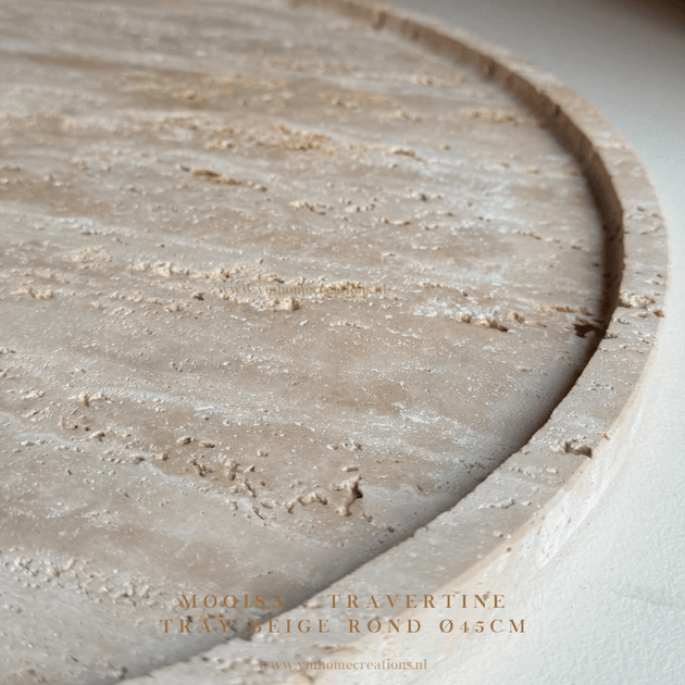 MOOISA Travertine Tray Beige Rond Ø45cm – Y&M Home Creations